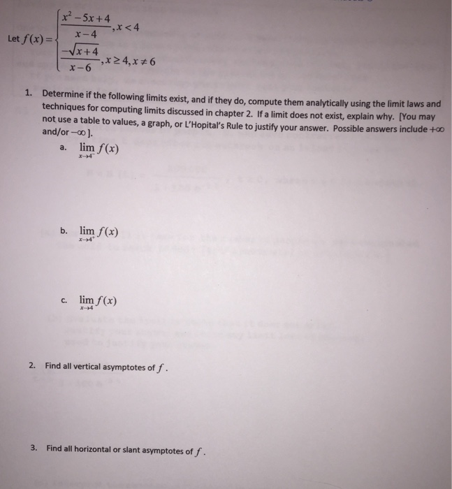 Solved Let F X Determine If The Following Limits Exist