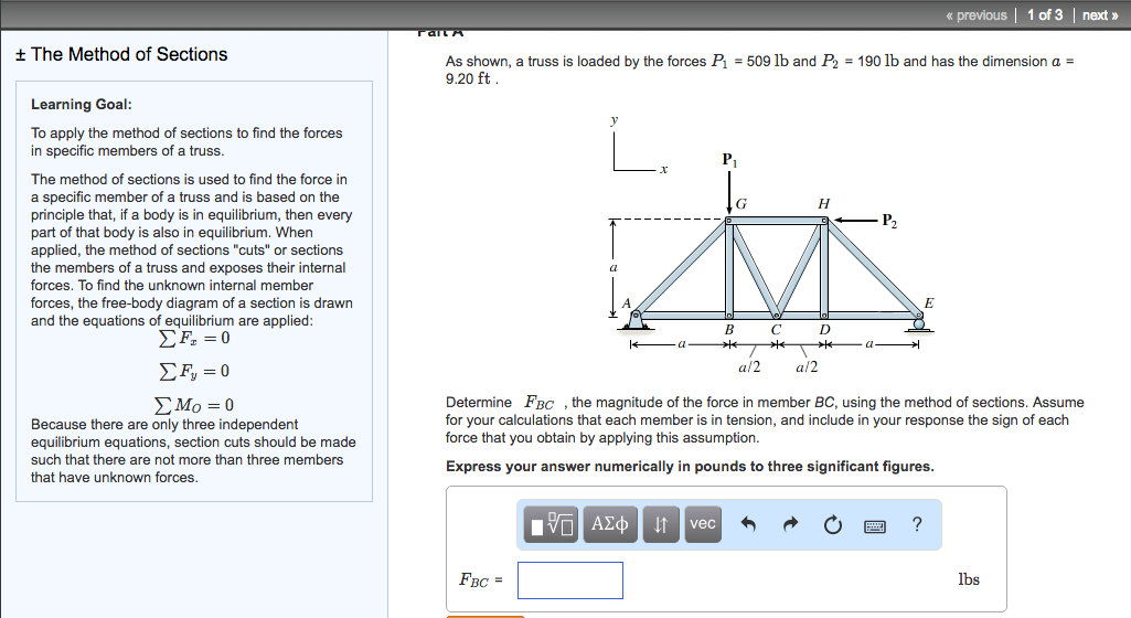 Solved: To Apply The Method Of Sections To Find The Forces... | Chegg.com