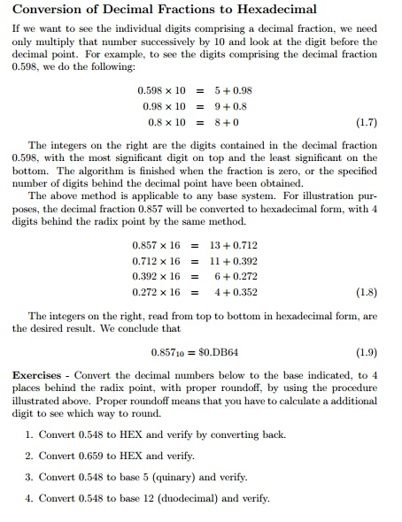 Solved Conversion of Decimal Fractions to Hexadecimal If we | Chegg.com