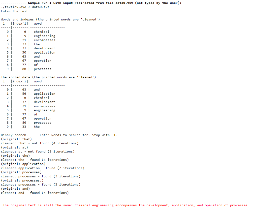 Solved Write a program named text_indexing.c that does the | Chegg.com