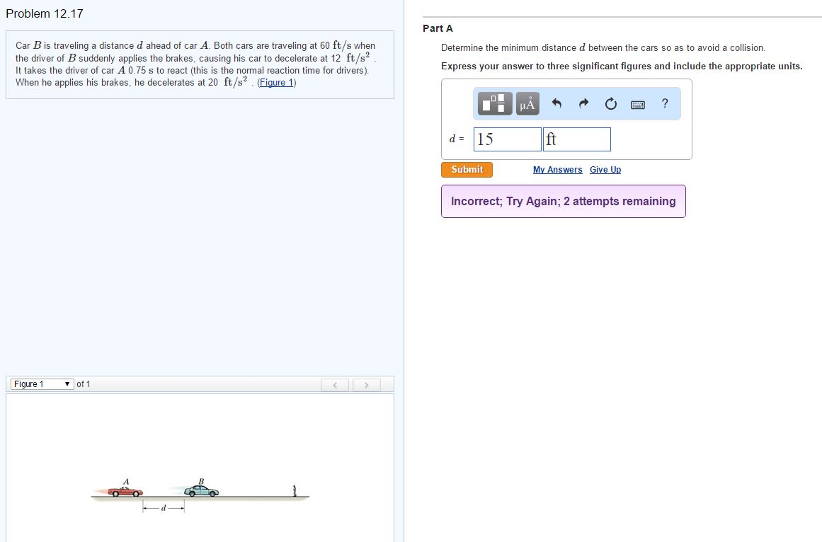 Solved Determine the minimum distance d between the cars so | Chegg.com