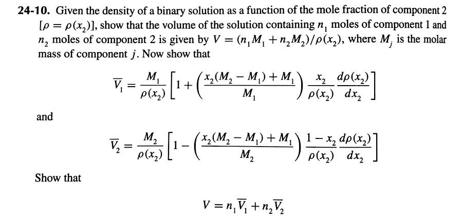 Solved Given The Density Of A Binary Solution As A Function 6483