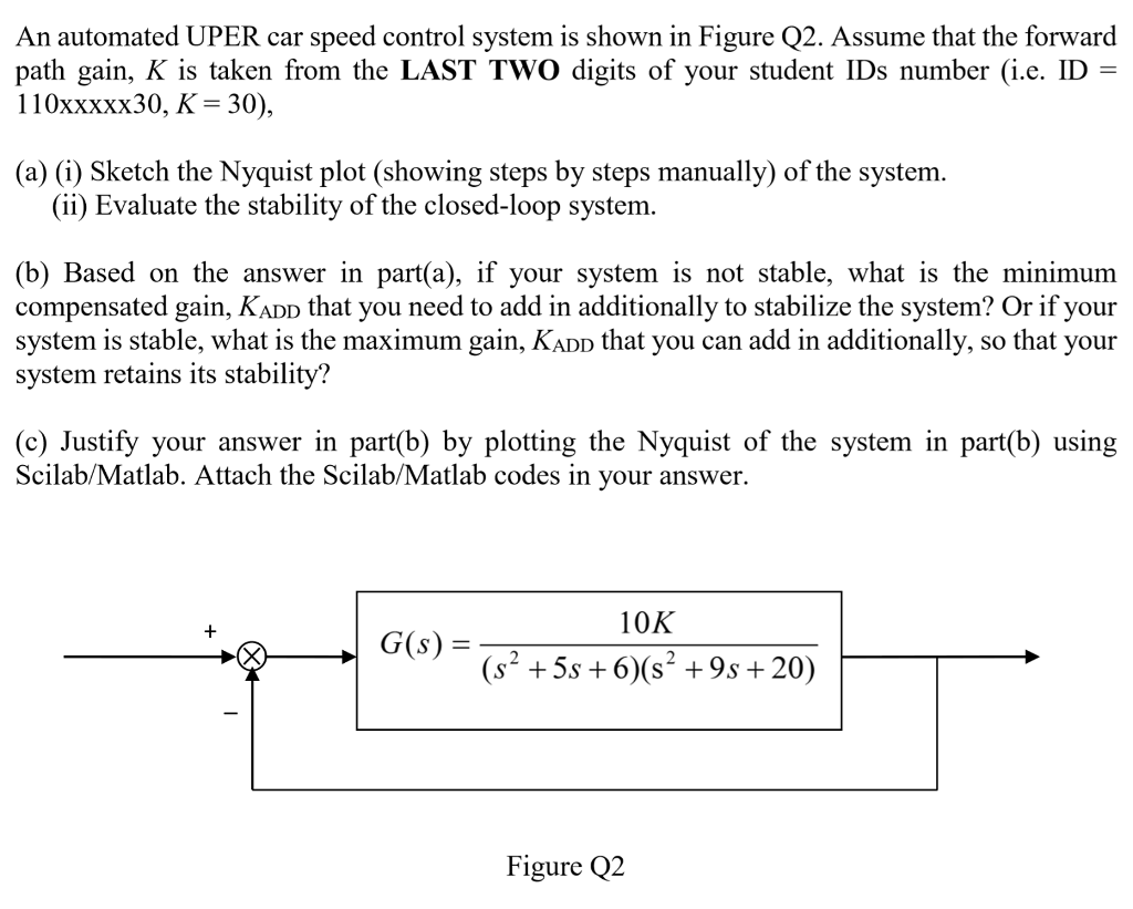 Solved An automated UPER car speed control system is shown | Chegg.com