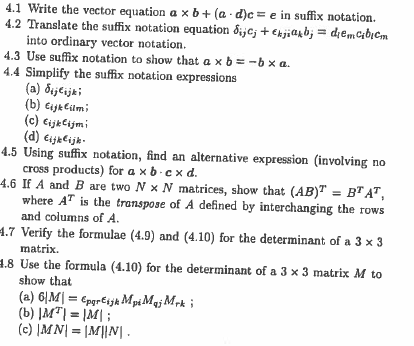 4.1 write the vector equation a x b + (a-de= e in | Chegg.com