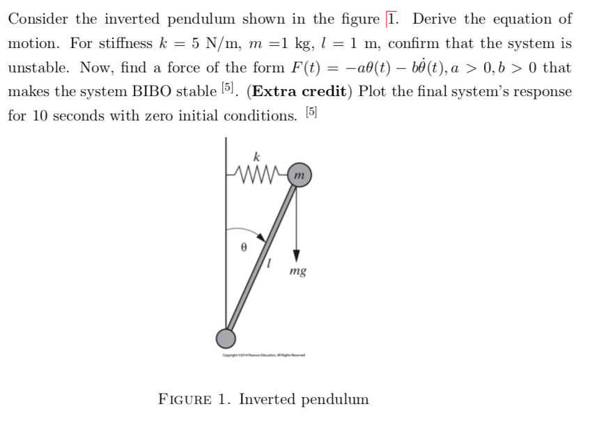 Solved Consider the inverted pendulum shown in the figure T. | Chegg.com