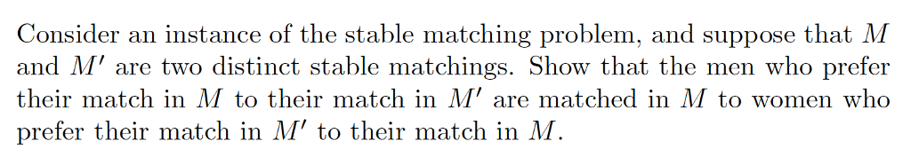 Consider an instance of the stable matching problem, | Chegg.com