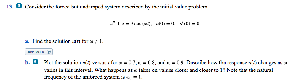 Solved 13. Consider the forced but undamped system described | Chegg.com
