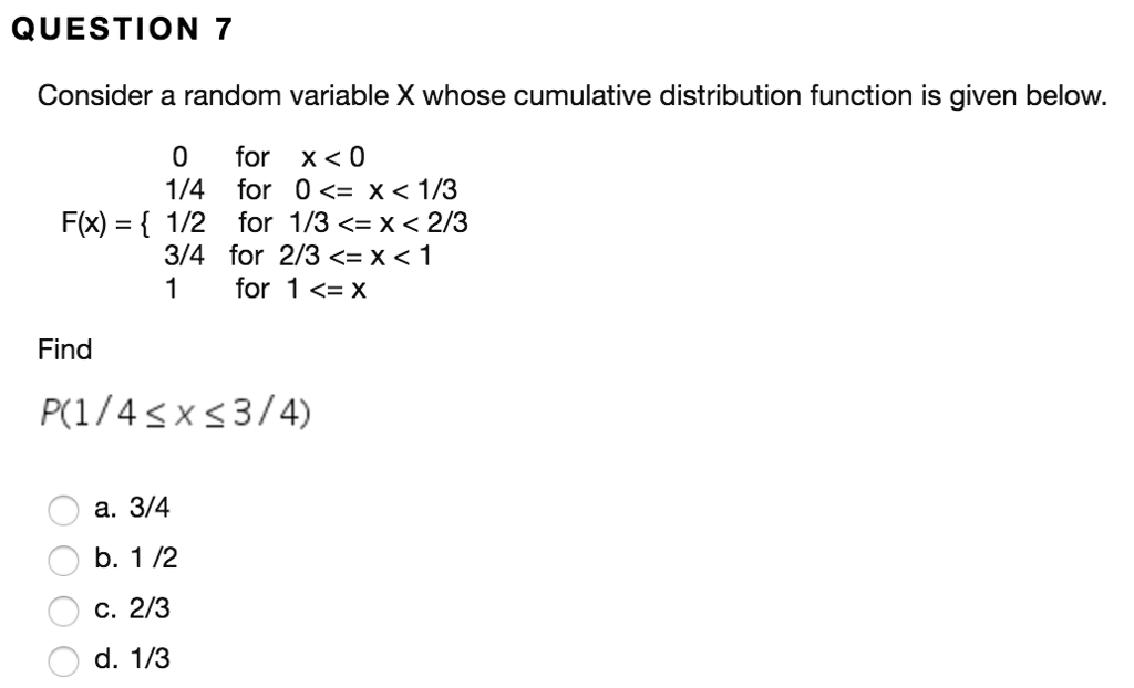 Solved Consider a random variable X whose cumulative | Chegg.com