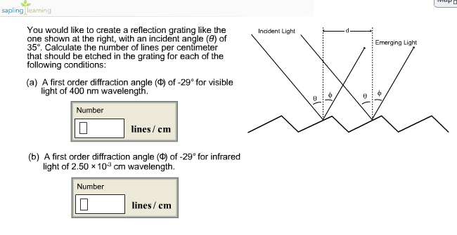 Solved pling You would like to create a reflection grating | Chegg.com