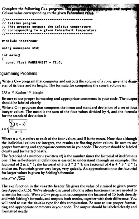 Solved Complete the following c++ program//Celsius | Chegg.com