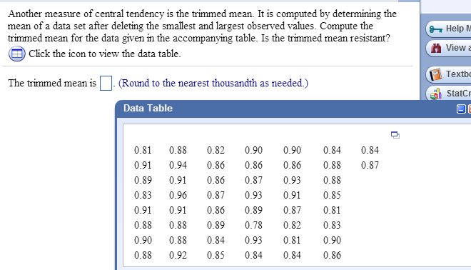Solved Another measure of central tendency is the trimmed | Chegg.com