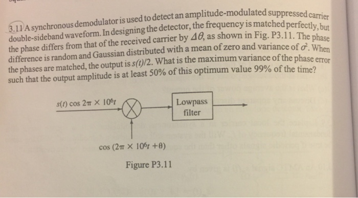 Solved A synchronous demodulator is used to detect an | Chegg.com