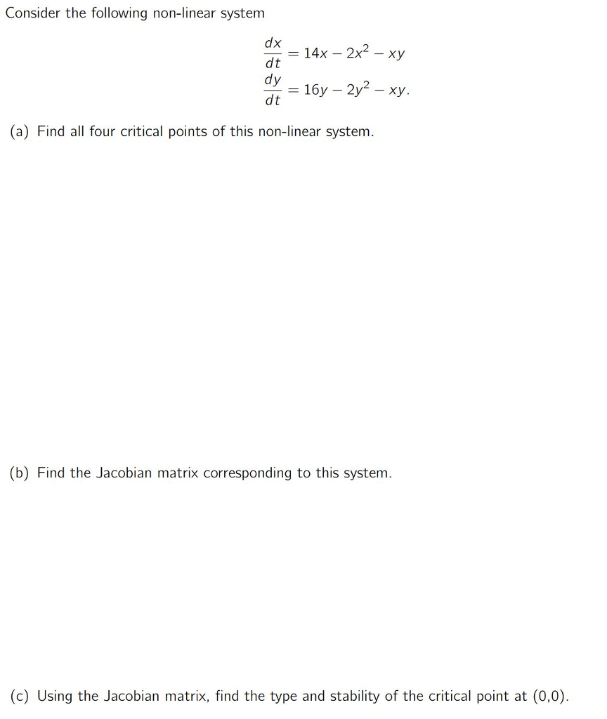Solved Consider the following non-linear system dx | Chegg.com