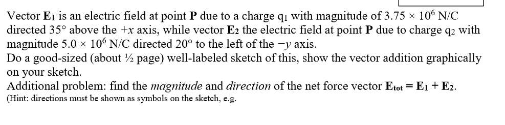 Solved Vector E_1 is an electric field at point P due to a | Chegg.com