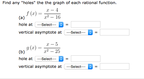 Solved Find any "holes" the graph of each rational function. | Chegg.com