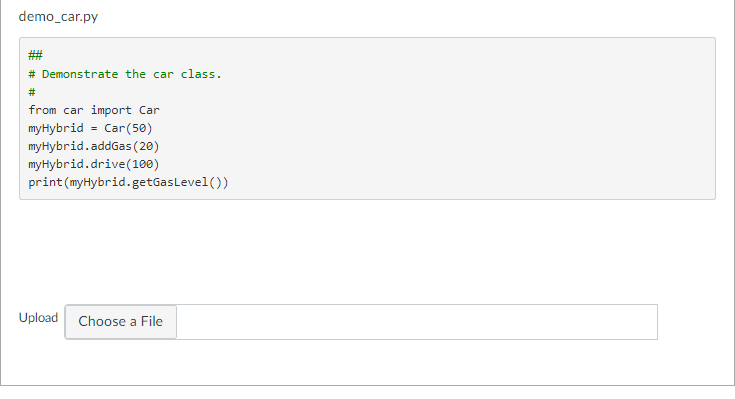 Solved Implement A Class Car With The Following Properties A