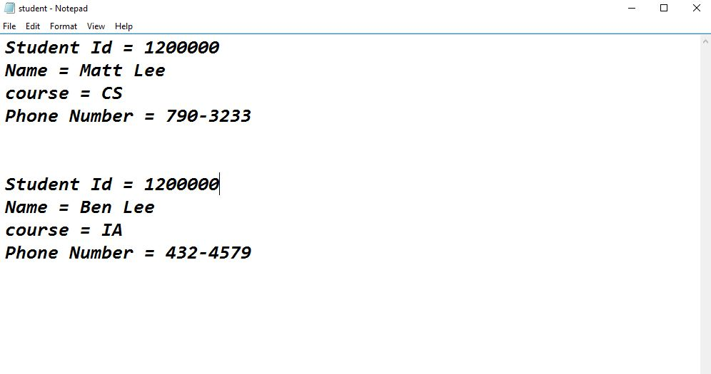 Solved How to read this student.txt file by using ifstream, | Chegg.com