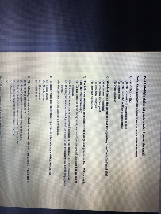 Solved Cat > file2 file 1 content will be appended | Chegg.com