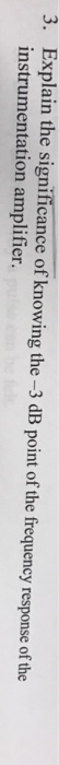 Solved Explain the significance of knowing the -3 dB point | Chegg.com