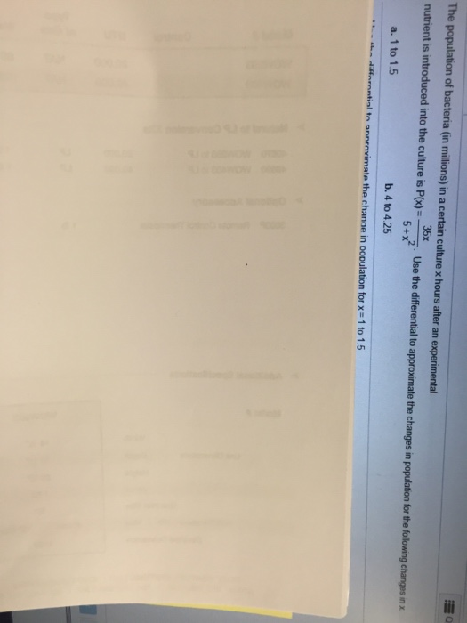 Solved The population of bacteria (in millions) in a certain | Chegg.com