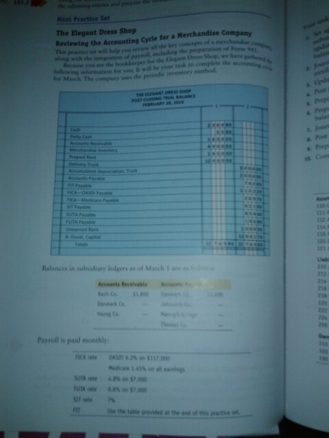 mini practice set for the elegant dress shop chapter | Chegg.com