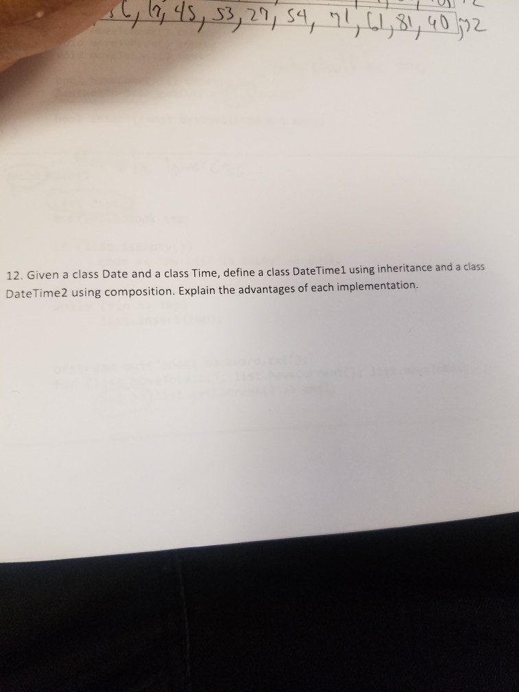 Solved 12. Given a class Date and a class Time, define a | Chegg.com