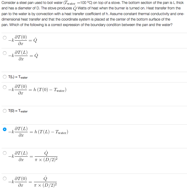Solved Consider a steel pan used to boil water (Twater 100 | Chegg.com
