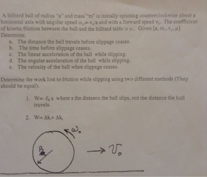 Solved A billiard ball of radius "a" and mass "m" is | Chegg.com