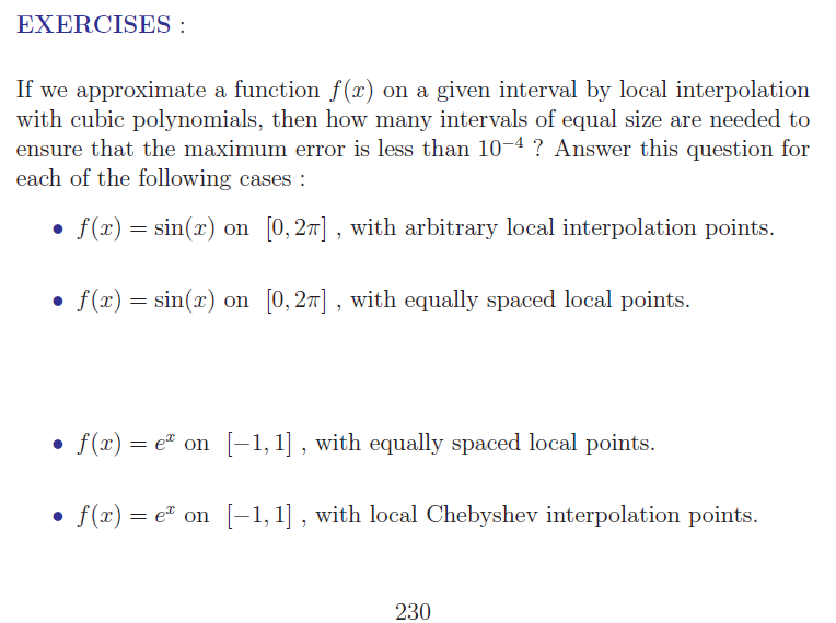 Solved EXERCISES: If we approximate a function f(x) on a | Chegg.com