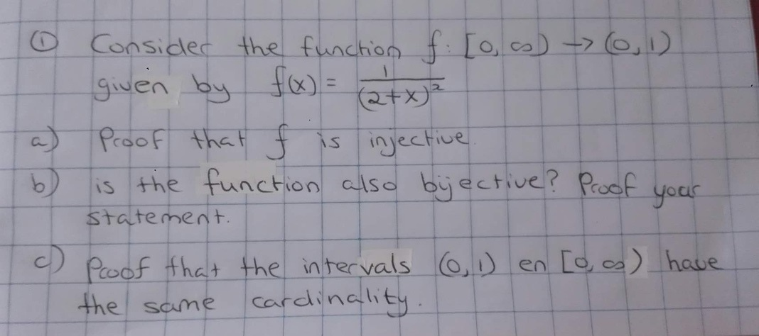 Solved Consider the function f [0, infinity) rightarrow (0, | Chegg.com