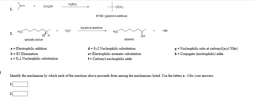 Solved a = Electrophilic addition b = E2 Elimination c = | Chegg.com