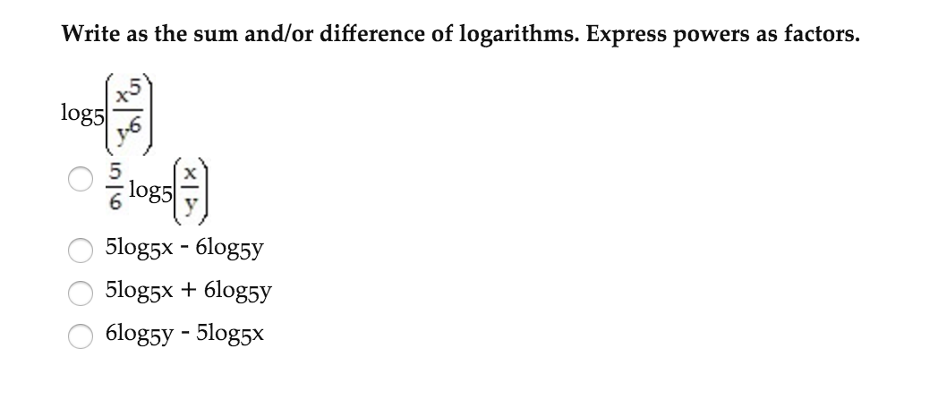 Solved Write as the sum and/or difference of logarithms. | Chegg.com