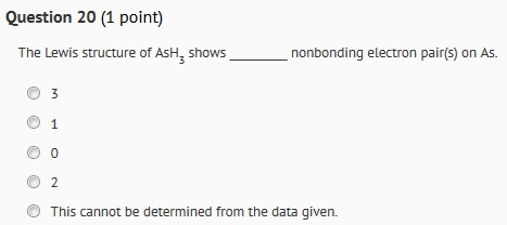 Solved: The Lewis Structure Of AsH3 Shows Nonbonding Elect... | Chegg.com