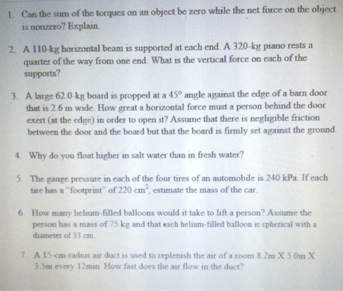 Solved Can the sum of the torques on an object be zero while | Chegg.com