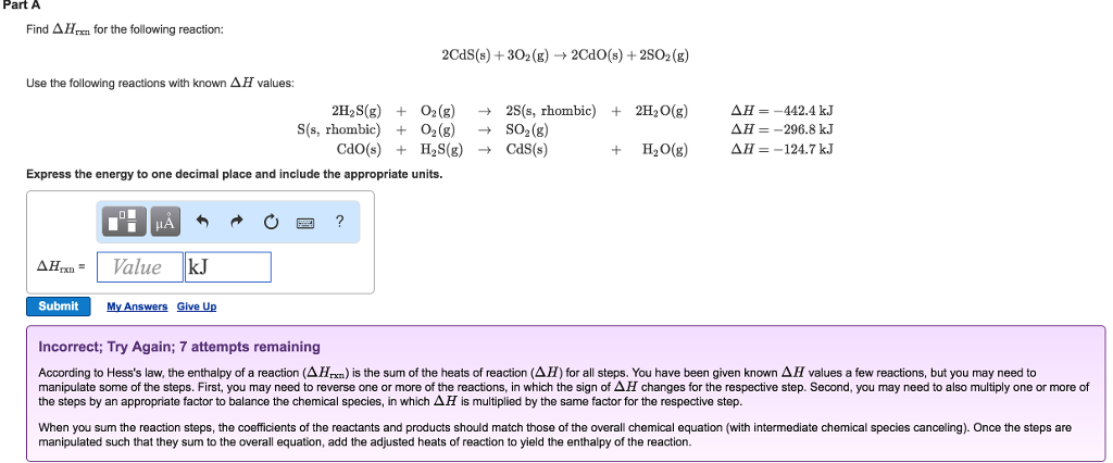 Solved Find Delta H_rxn for the following reaction: 2CdS(s) | Chegg.com