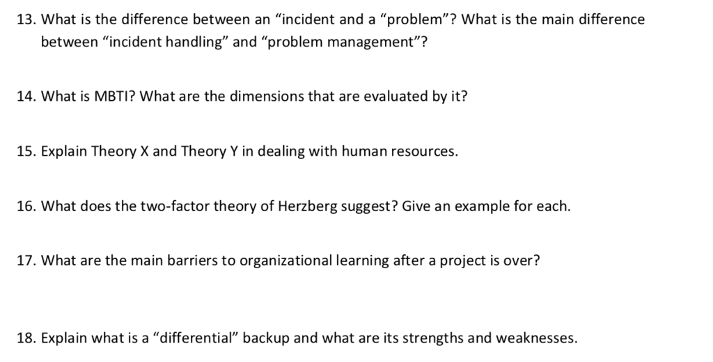 Solved 13. What is the difference between an "incident and a | Chegg.com