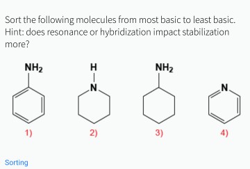 Solved Sort the following molecules from most basic to least | Chegg.com
