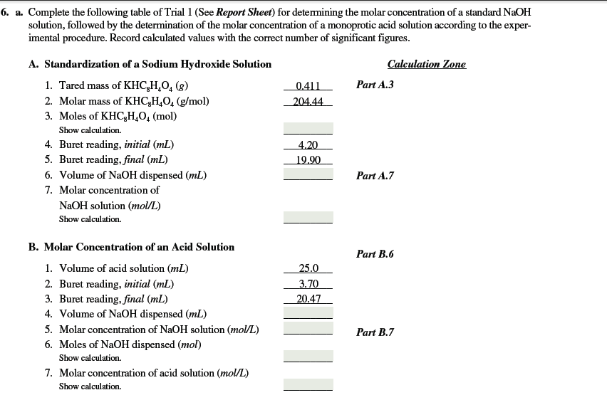 Solved Complete the following table of Trial 1 (See Report | Chegg.com
