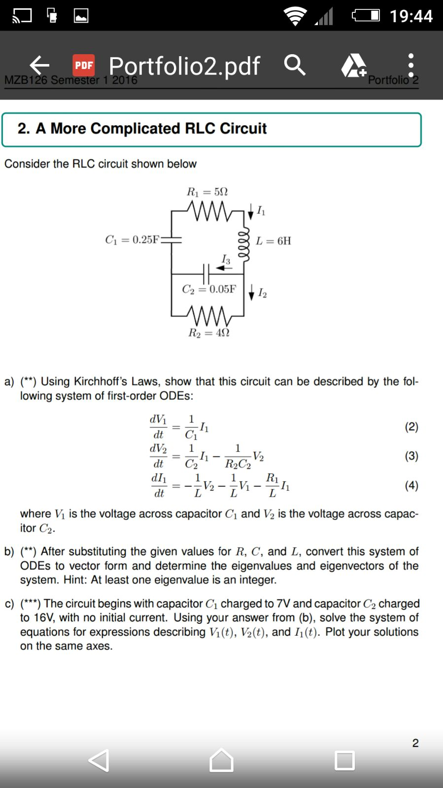 Solved Consider the RLC circuit shown below a) (**) Using | Chegg.com