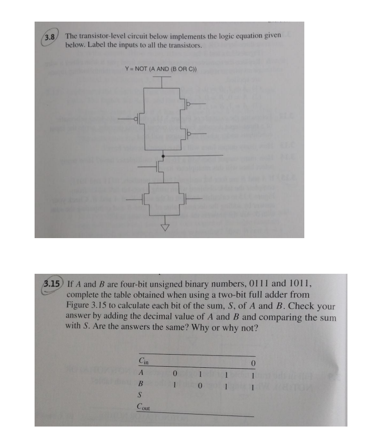 Solved 3.8 The transistor-level circuit below implements the | Chegg.com