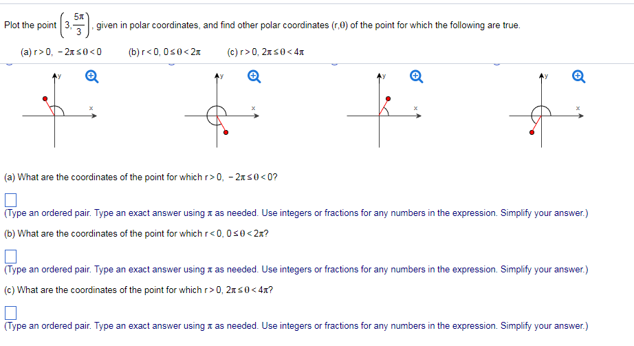 Solved Plot the point (3, 5 pi/3), given in polar | Chegg.com