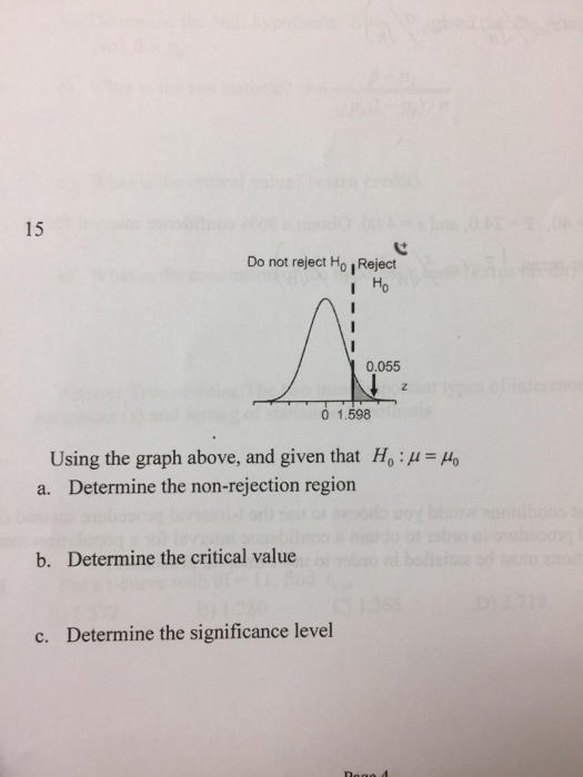 Solved Using the graph above, and given that H_0: mu = | Chegg.com