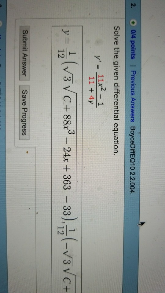 Solved 2. 0/4 points| Previous Answers BoyceDiffEQ10 | Chegg.com Solved 2. 0/4 points| Previous Answers BoyceDiffEQ10 | Chegg.com