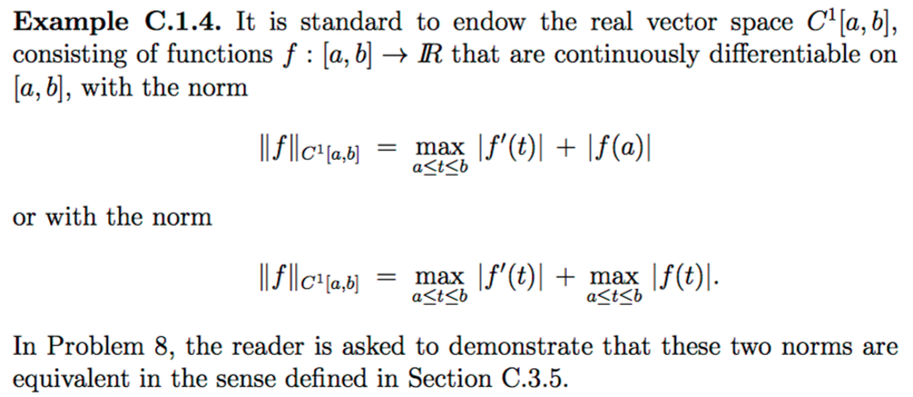 Show that the two norms given in Example C.1.4 are | Chegg.com
