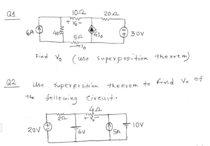 Solved Find v_0 (use superposition theorem) Use | Chegg.com