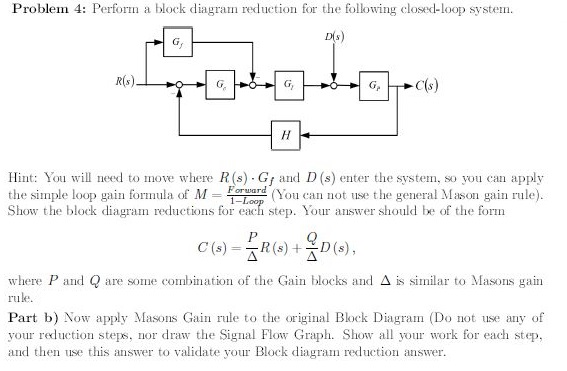 Solved Perform a block diagram reduction for the following | Chegg.com