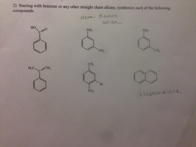 Solved Starting with benzene or any other straight chain | Chegg.com