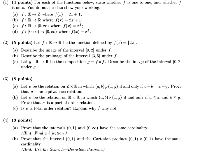 Solved For each of the functions below, state whether f is | Chegg.com