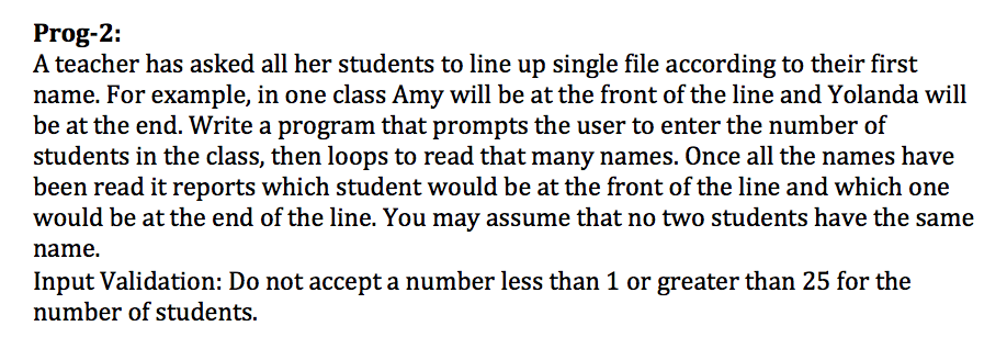Solved Prog-2: A teacher has asked all her students to line | Chegg.com