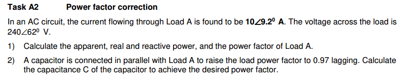 Solved In an AC circuit, the current flowing through Load A | Chegg.com